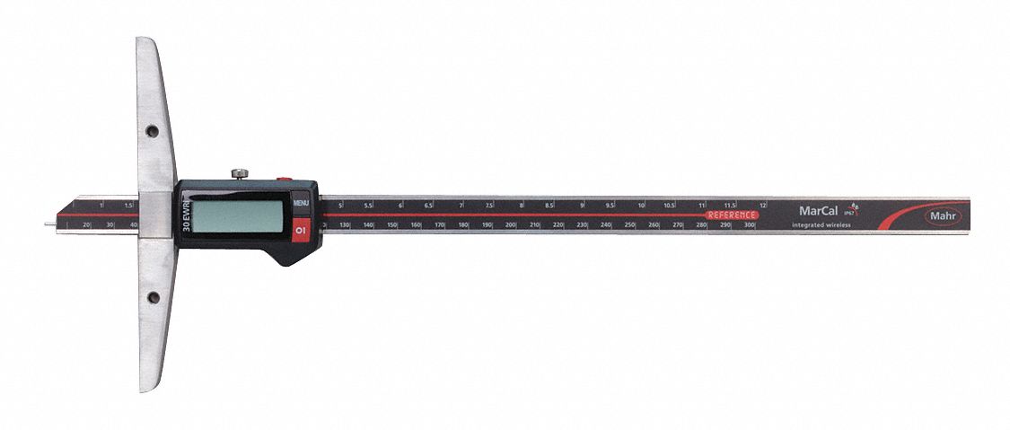 MAHR, 0 in to 12 in /0 mm to 300 mm, IP67, Blade-Style Digital Depth ...