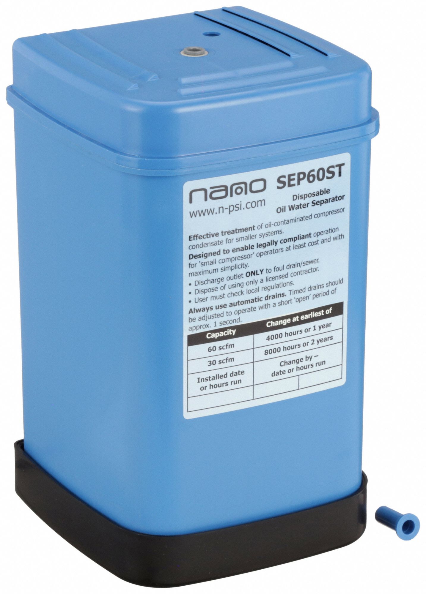 NANO SEPURA, 15 hp Max Air Compressor HP, 60 cfm, Oil and Water ...