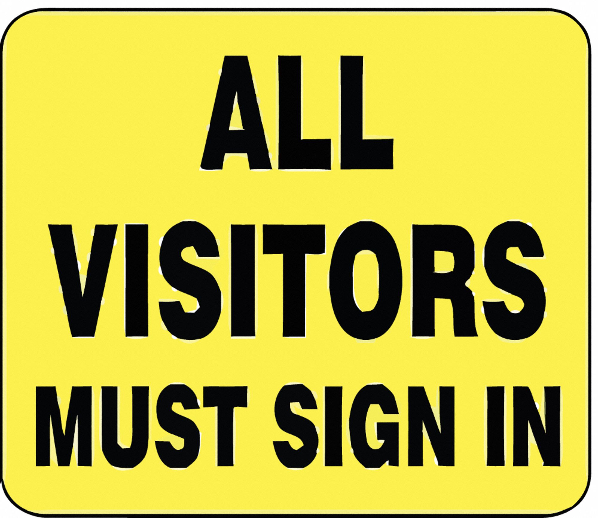 TENSABARRIER, Yellow, All Visitors Must Sign In Message, Acrylic Sign ...