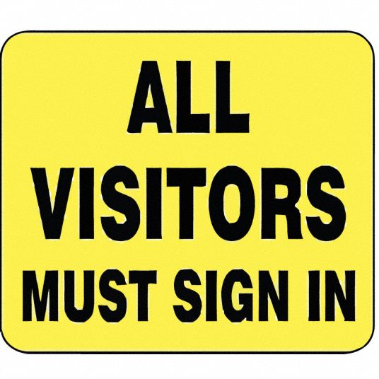 TENSABARRIER, Yellow, All Visitors Must Sign In Message, Acrylic Sign ...
