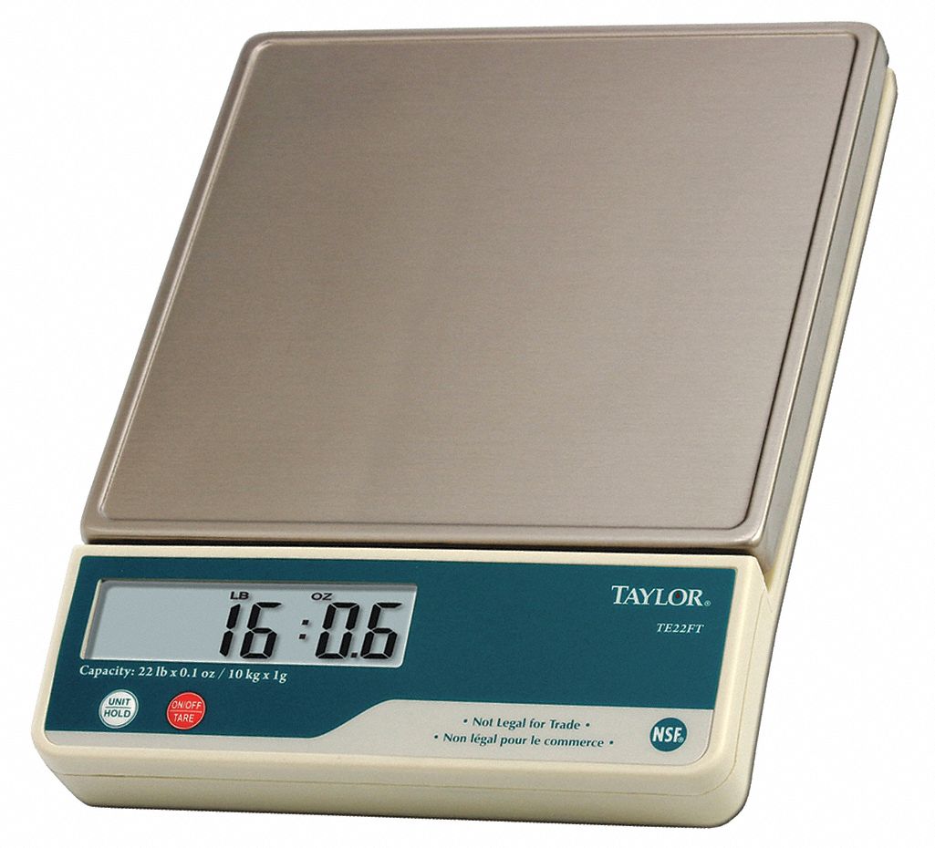TAYLOR, 22 lb Wt Capacity, 7 1/8 in Weighing Surface Dp, Bench Scale ...