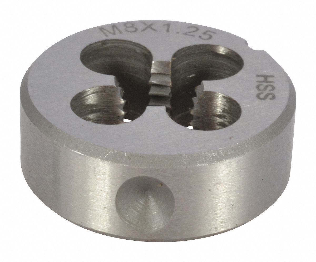 WESTWARD, Solid, M8 x 1 1/4 Thread Size, Round Threading Die - 45T890 ...