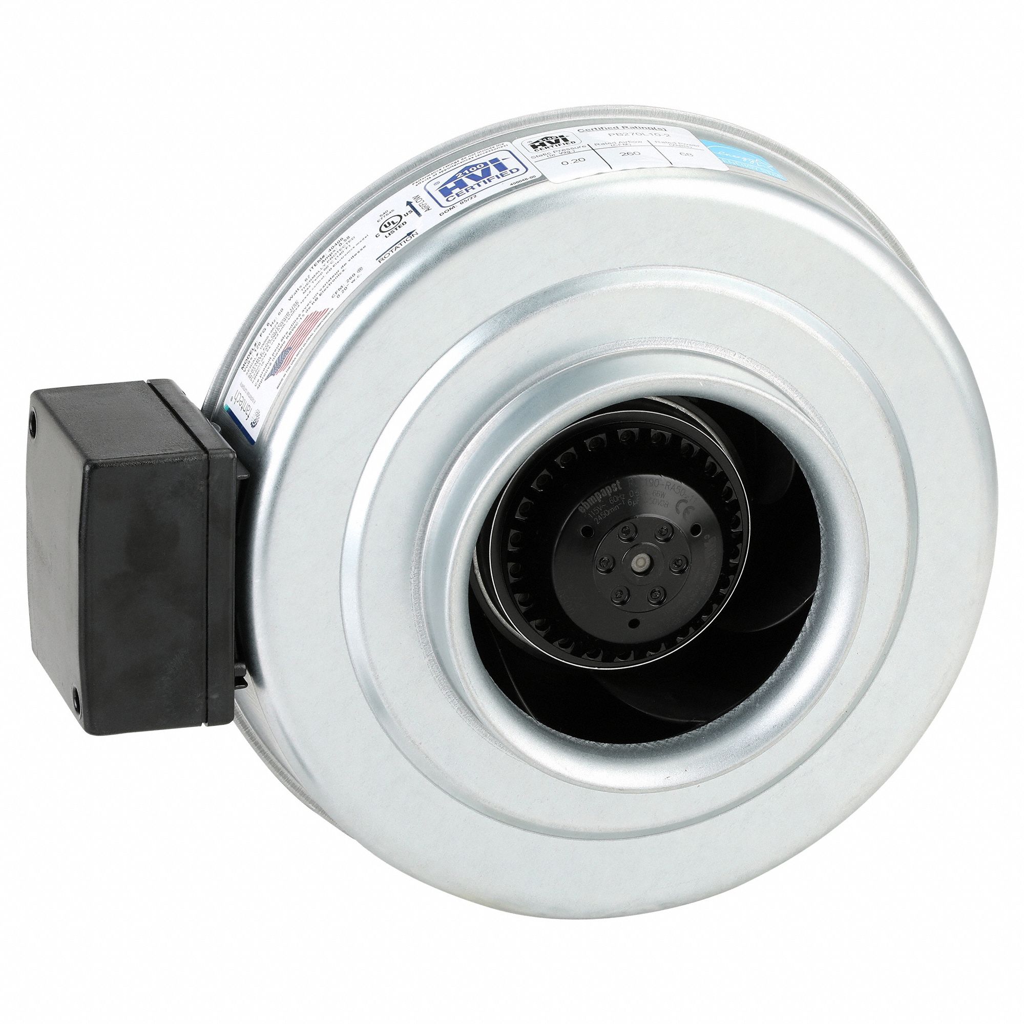 300 cfm Max., 6 in Duct, In-Line Duct Fan - 45TU12|88443A - Grainger