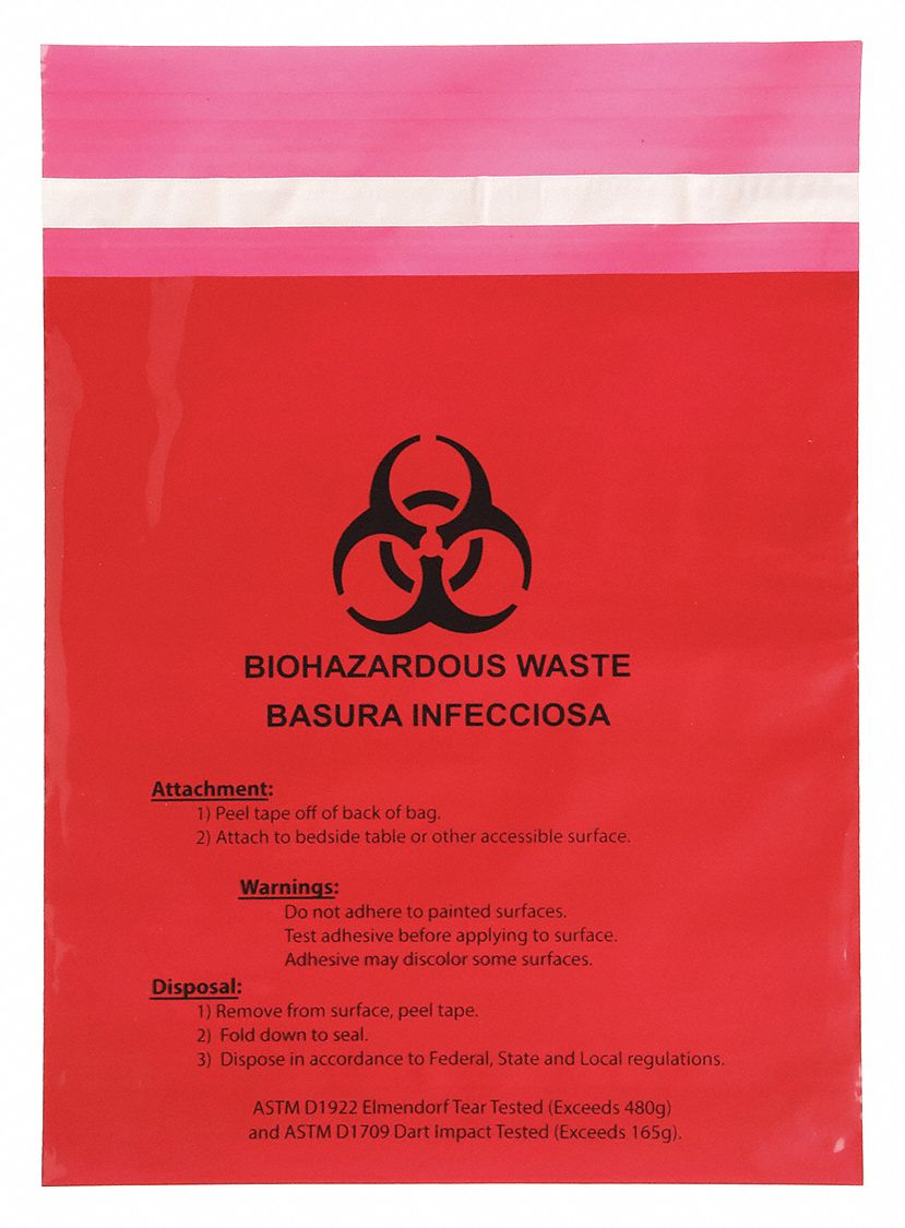1 gal Capacity, 9 in Overall Wd, Biohazard Bags - 45TV13|MRWB142316 ...
