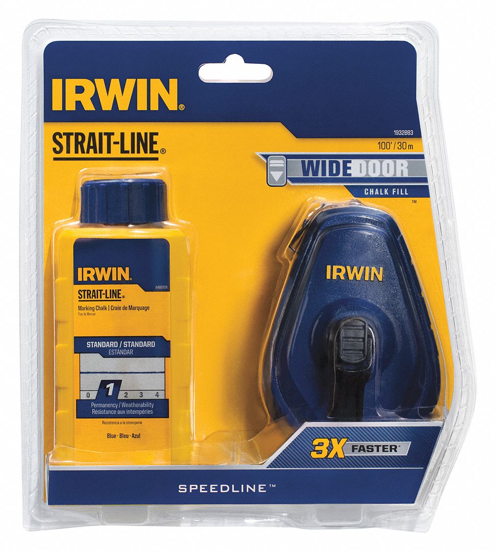IRWIN, 3:1, 100 ft Line Lg, Chalk Line Reel Kit - 45TY60|1932883 - Grainger