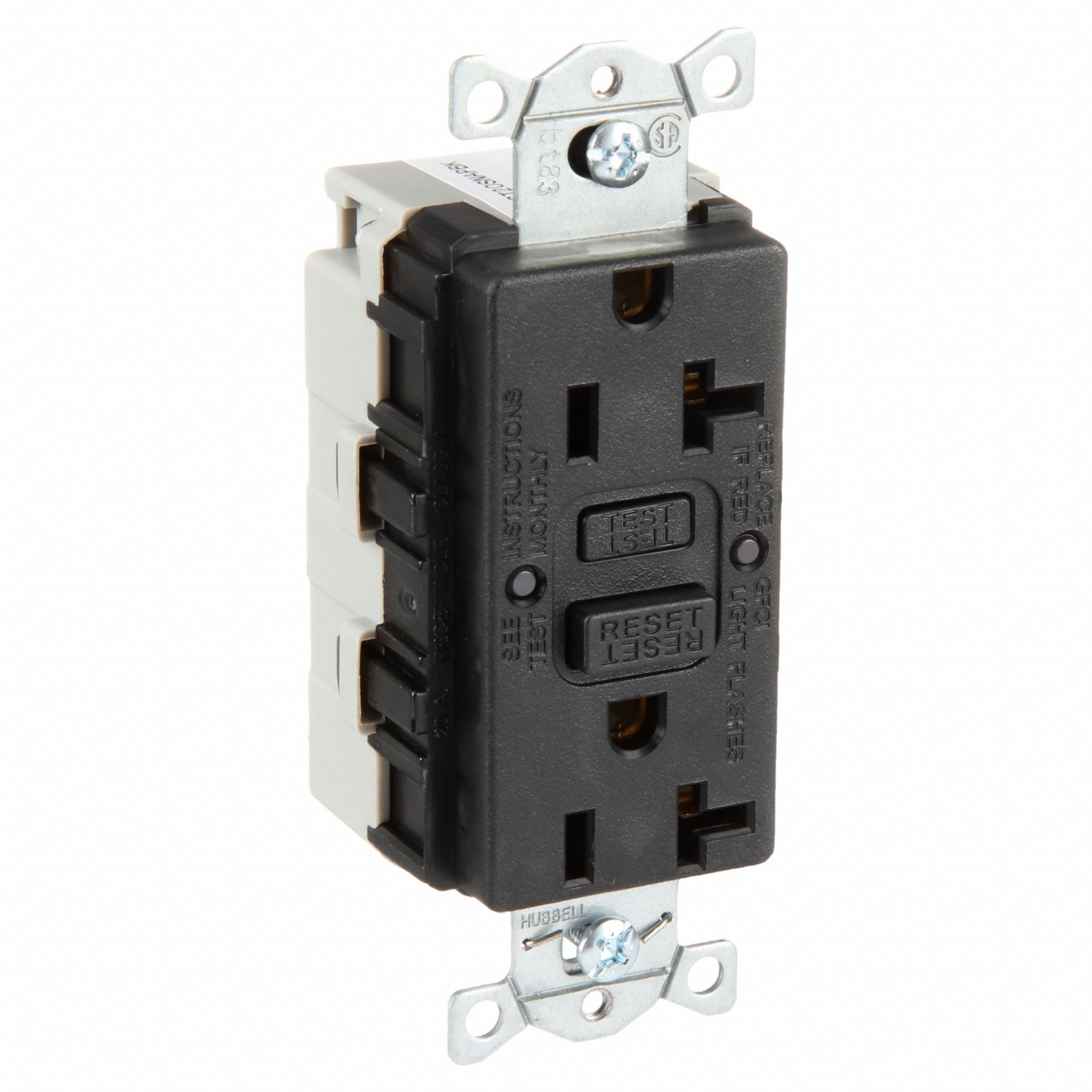HUBBELL, Decorator Duplex, Black, GFCI Receptacle - 45UD72|SNAPGF20BLK ...