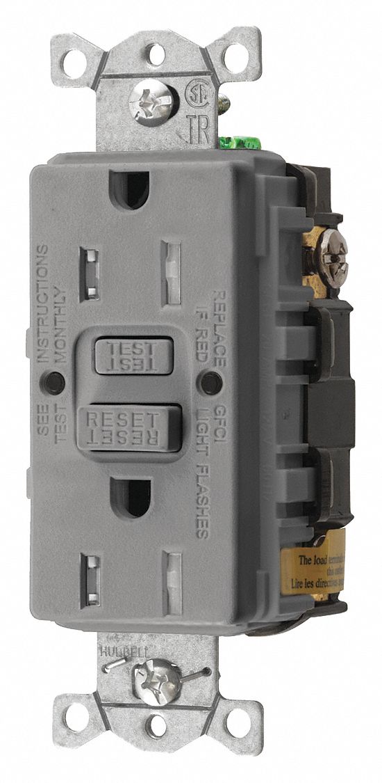 HUBBELL, Duplex, Gray, GFCI Receptacle - 45UF30|GFRTR15GRY - Grainger