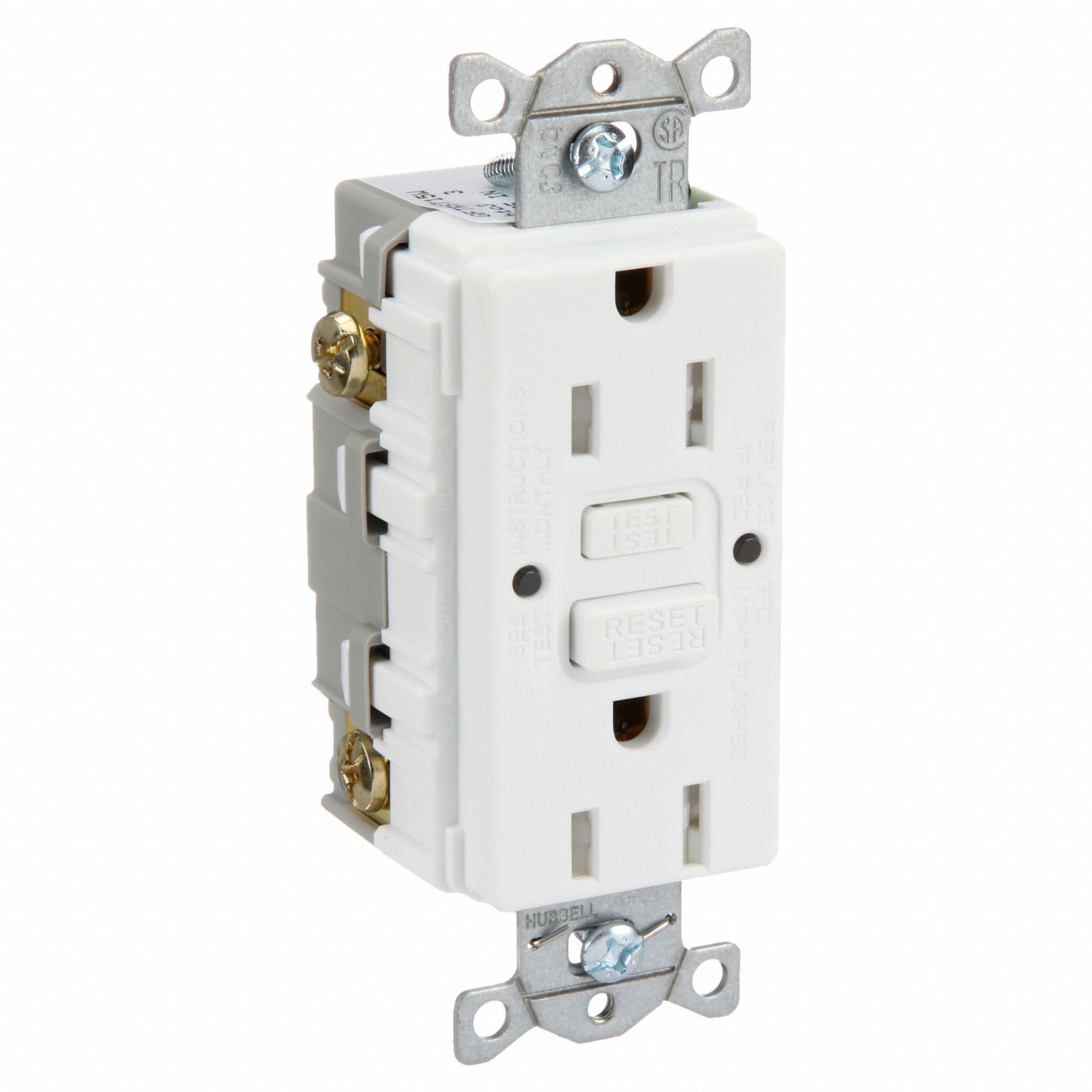 HUBBELL, Duplex, White, GFCI Receptacle - 45UF35|GFRTR15W - Grainger