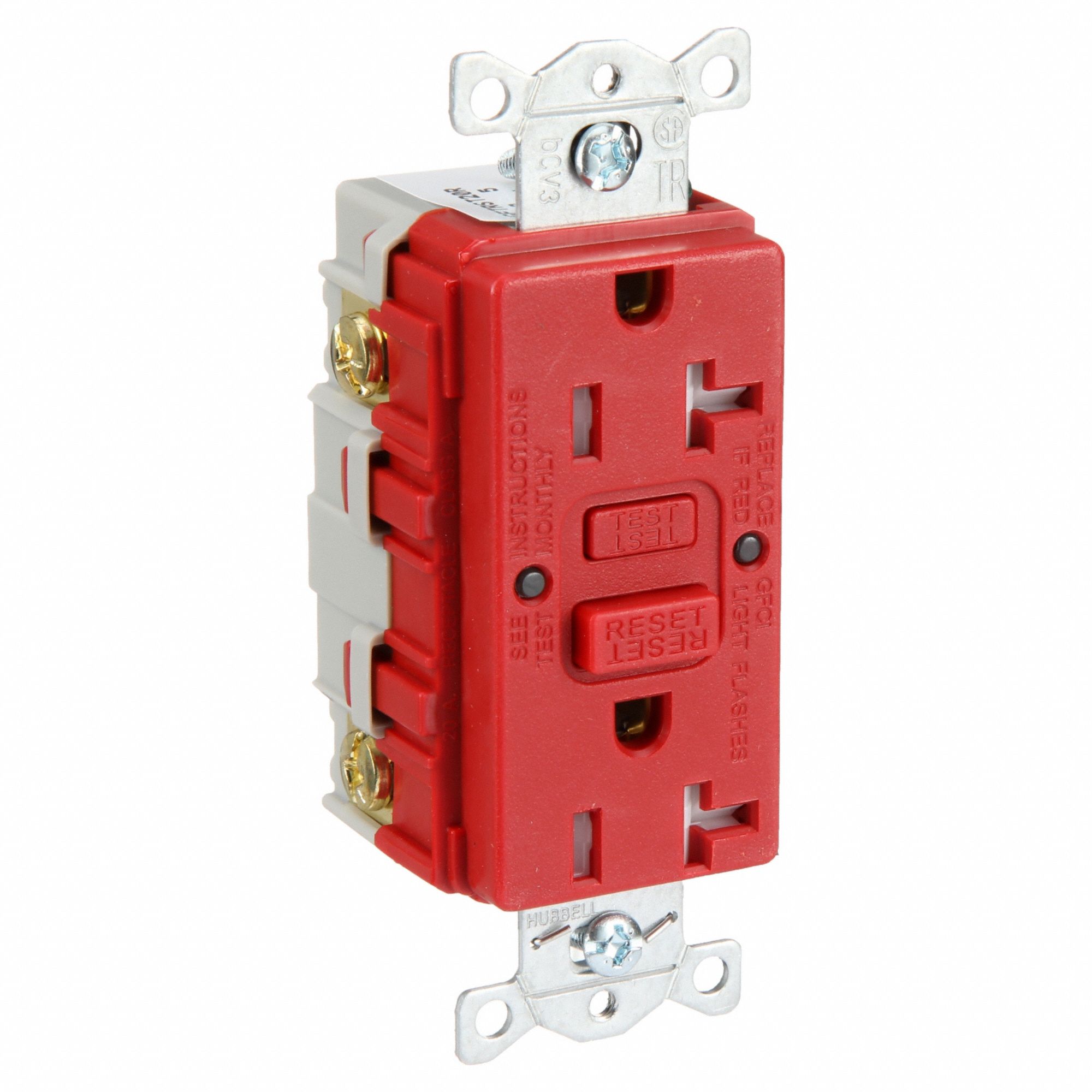 HUBBELL, Duplex, Red, GFCI Receptacle - 45UF42|GFRTR20R - Grainger