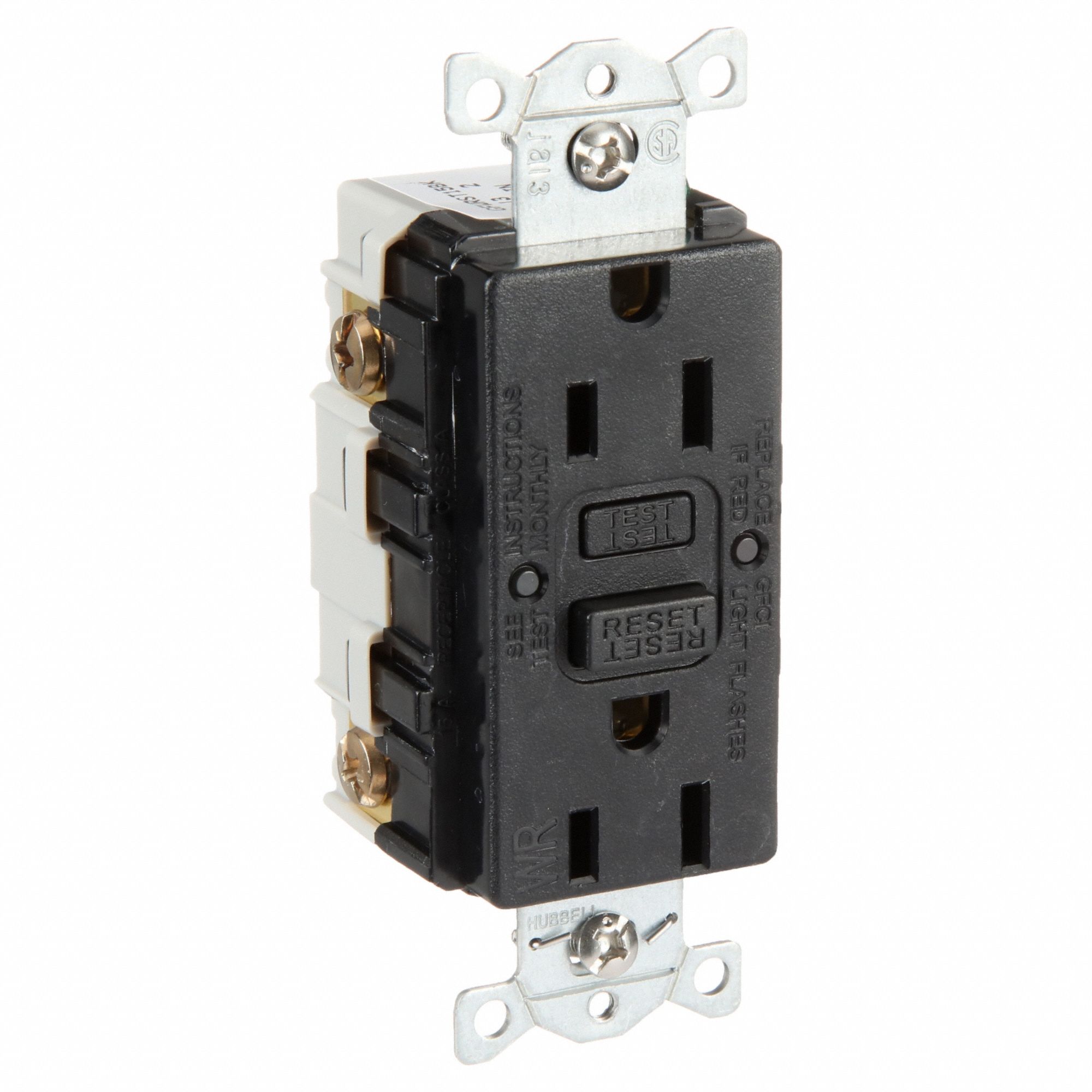 HUBBELL, Duplex, Black, GFCI Receptacle - 45UF45|GFRWR15BLK - Grainger