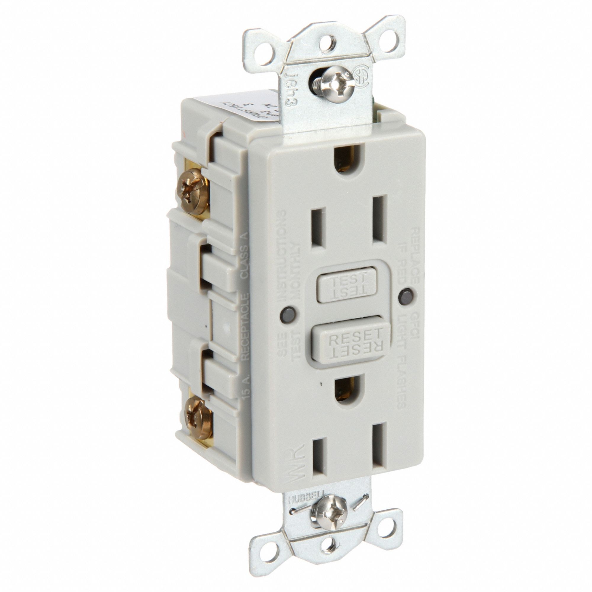 HUBBELL, Duplex, Gray, GFCI Receptacle - 45UF46|GFRWR15GRY - Grainger