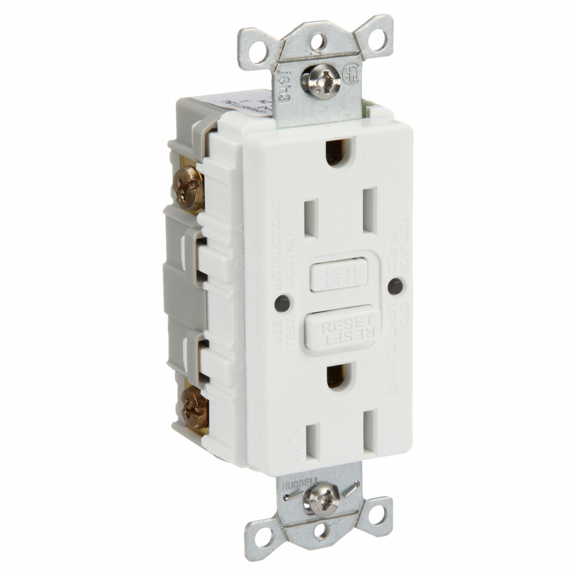 HUBBELL, Duplex, White, GFCI Receptacle - 45UF51|GFRWR15W - Grainger