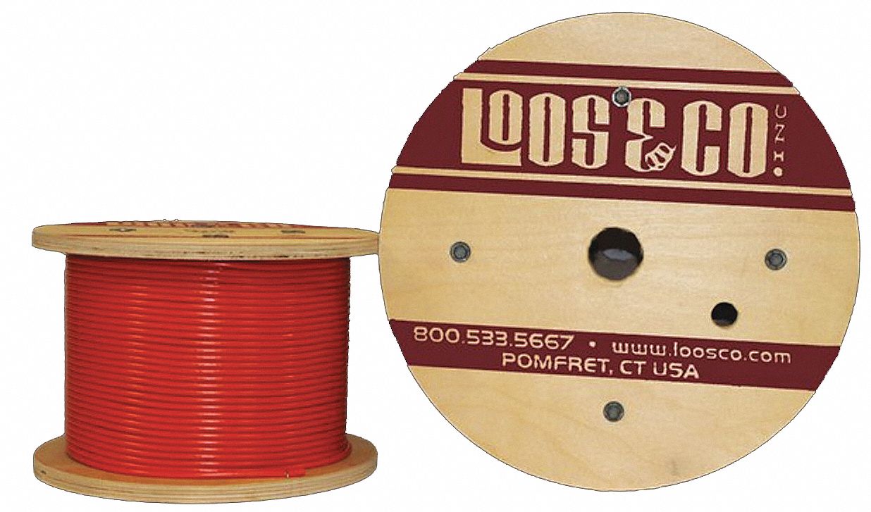LOOS Coated Cable, Galvanized Steel, 7 x 19, 1/4 in Cable Size, 5/16 in ...