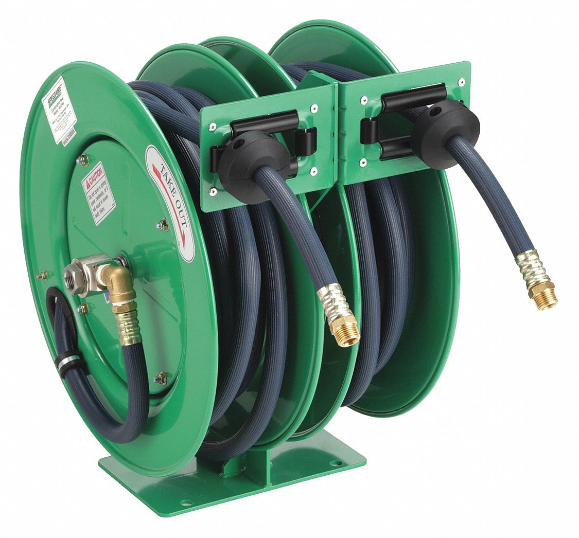 25 ft (1/2 in I.D.), 1/2 in MNPT x 1/2 in MNPT, Dual Reel Spring Return ...