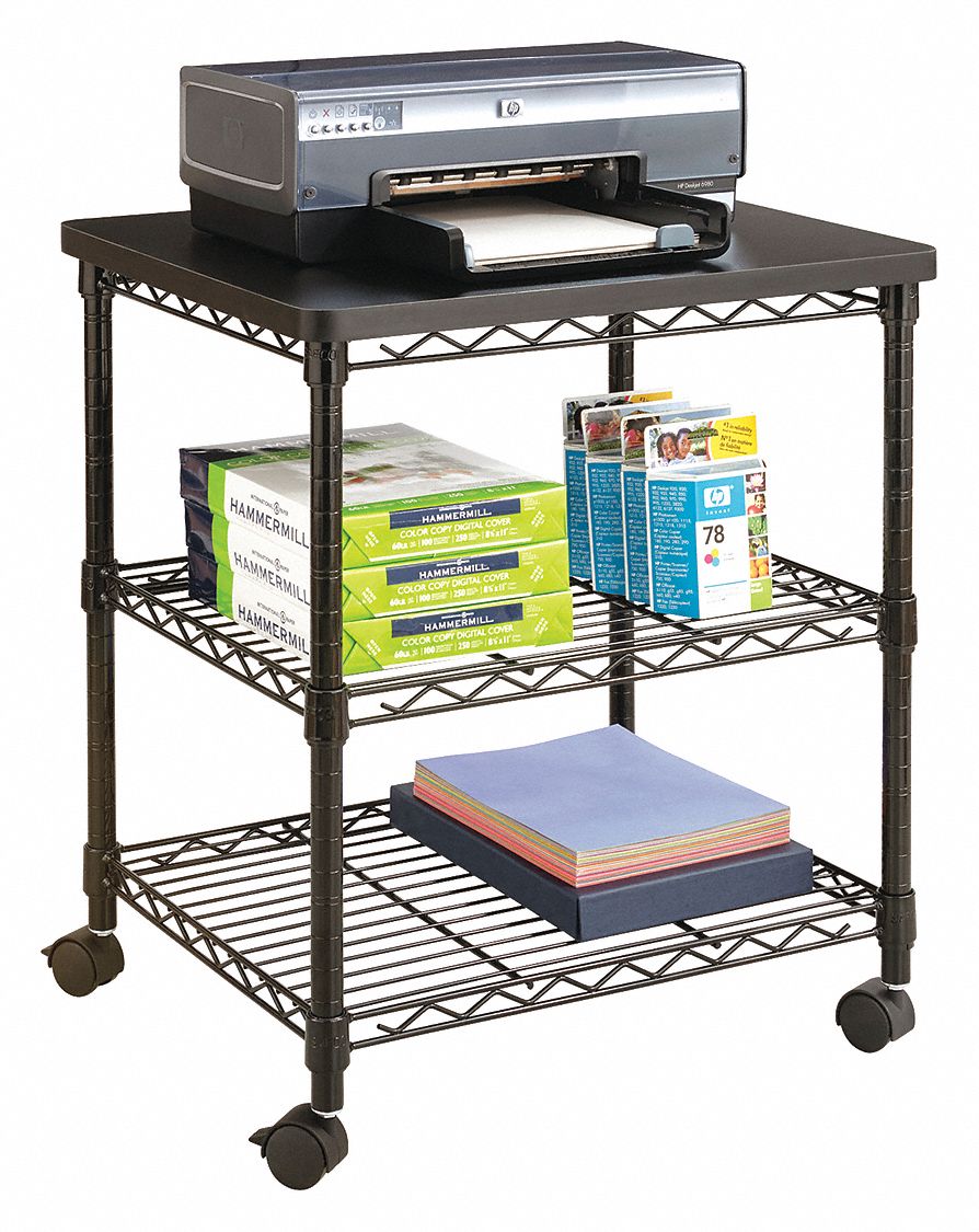 SAFCO, Black, 27 in Overall Ht, Printer Stand - 619N20|5207BL - Grainger