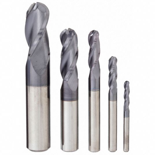 Ball Nose, 5 Pc, End Mill Set - 45XV08|222-888882 - Grainger