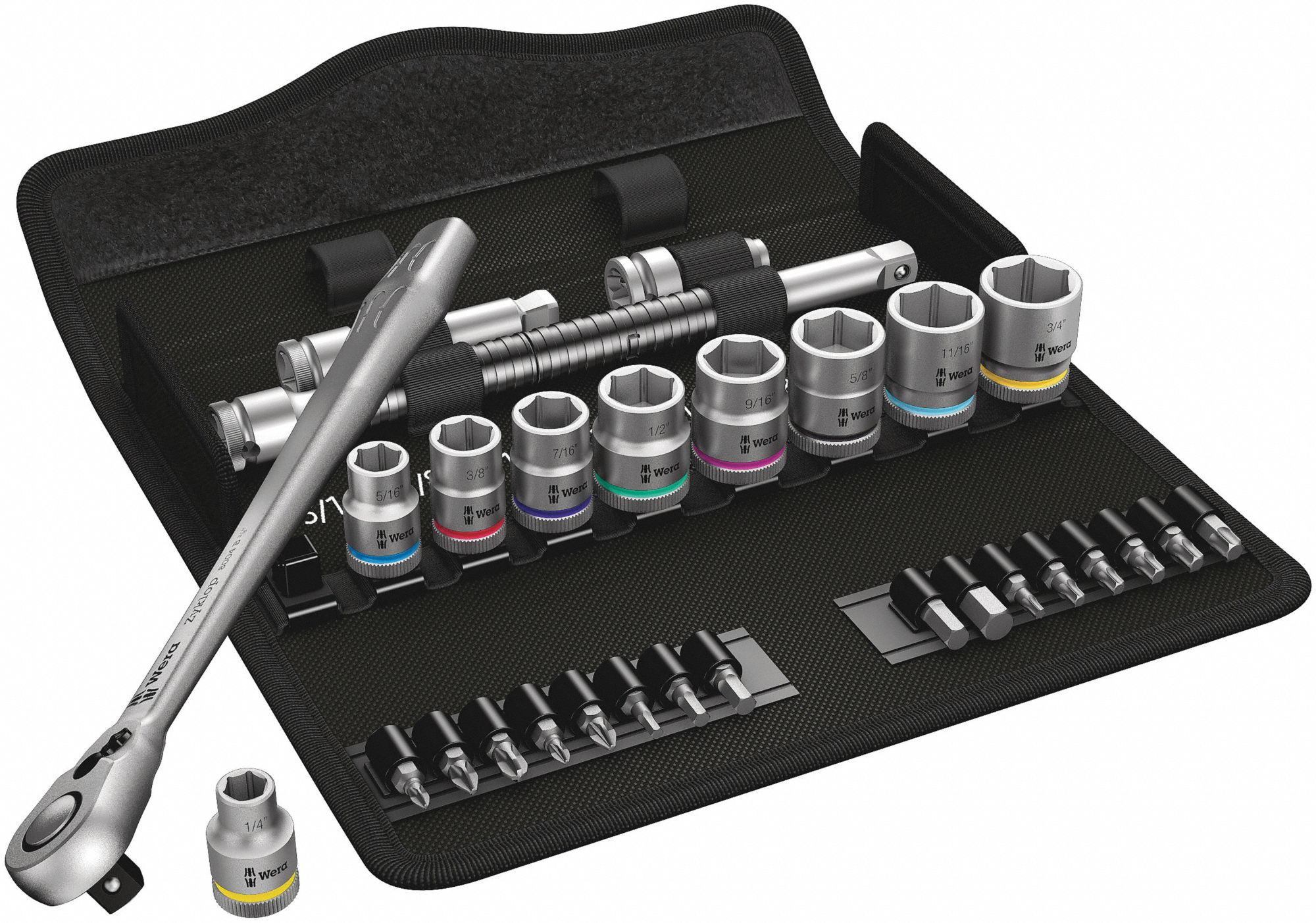 WERA, 3/8 in Drive, 29 Piece, Socket Wrench Set - 45YN02|05004051001 ...