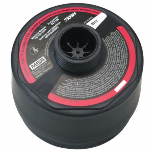 Gas Mask Canister, Color Code Black/Magenta, PK 12 - Grainger