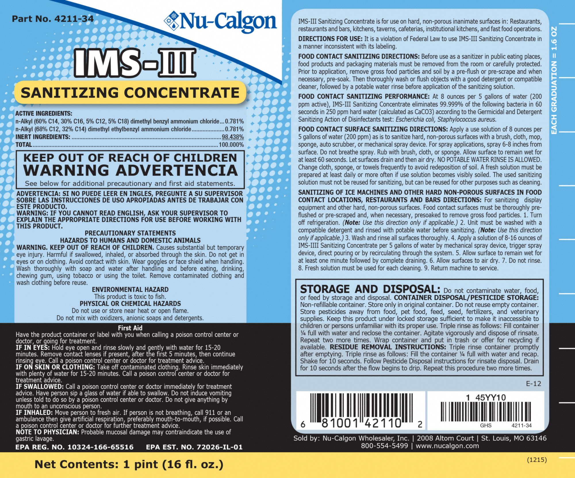 NU-CALGON Ice Machine Sanitizer: Nickel Safe, Ice Machines, 16 oz Size ...