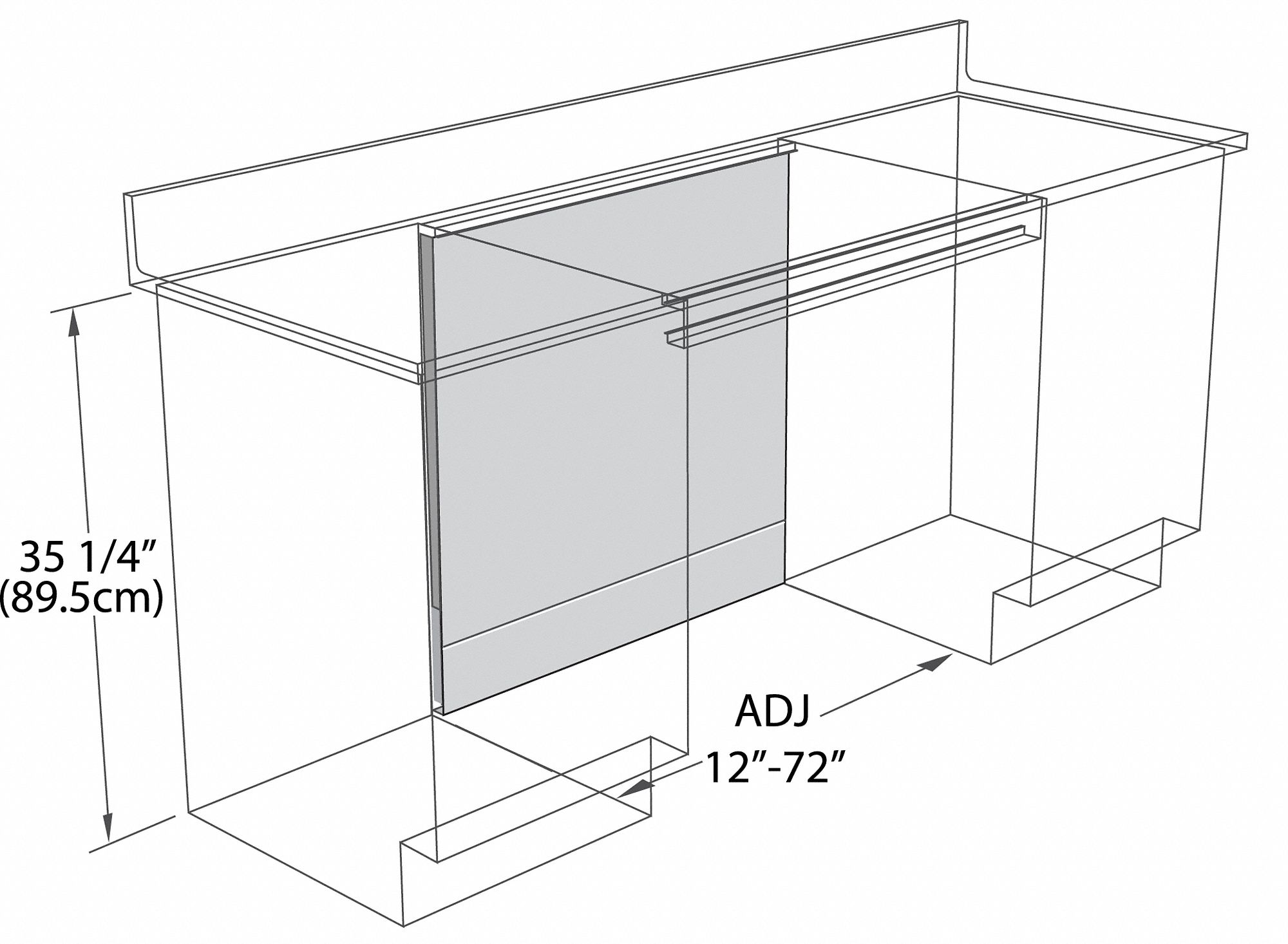 Adj, 35 1/4 in Ht, Knee Space Panel - 45YY97|IS616S2320ADJ - Grainger