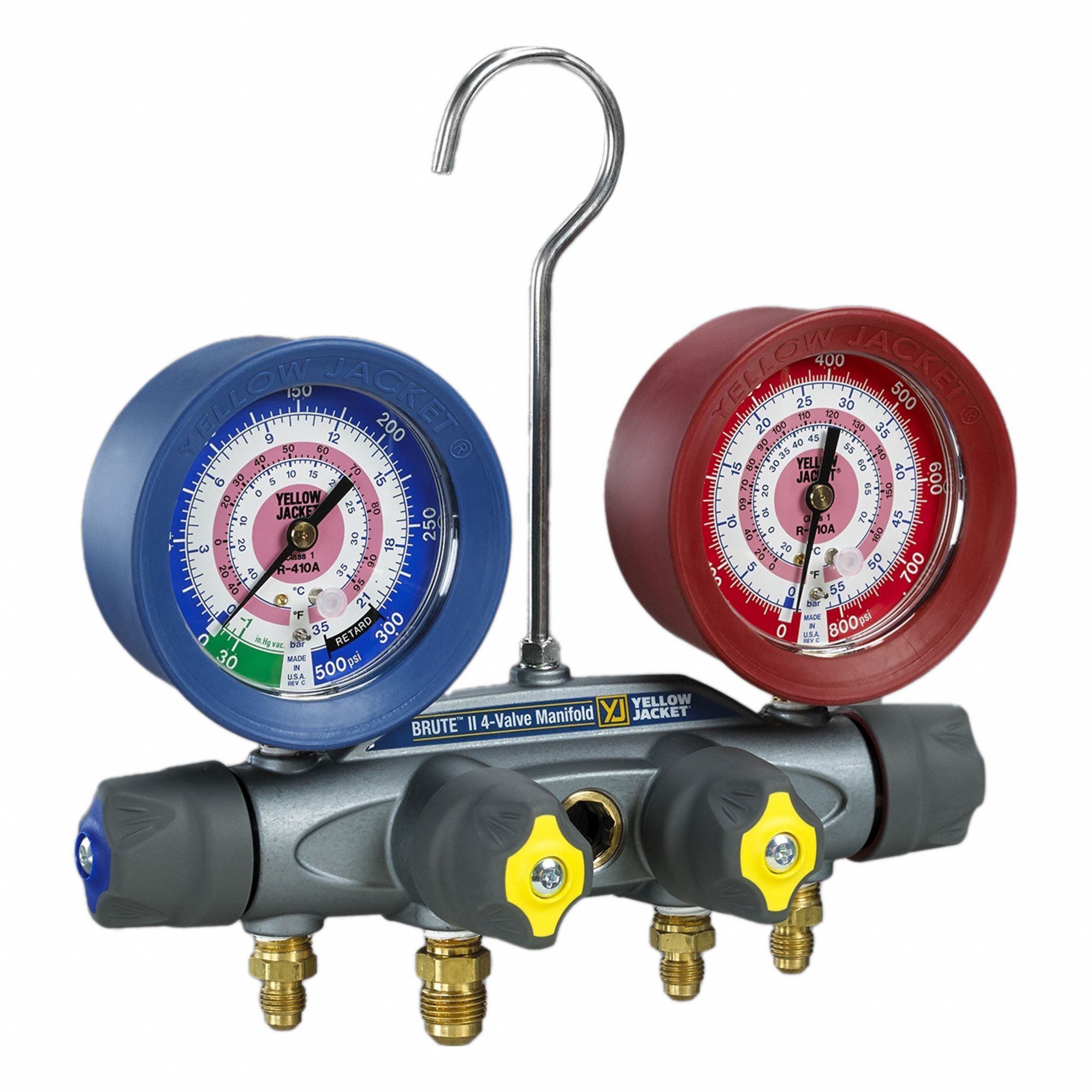 YELLOW JACKET, 4 Valves, Series BRUTE II, Manifold Gauge - 809K12|46000 ...