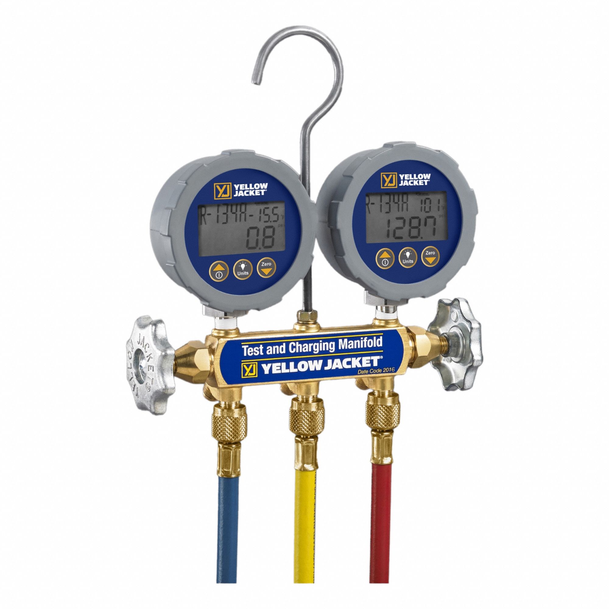 YELLOW JACKET, 2 Valves, 3 Hoses, Manifold Gauge - 809K19|46062 - Grainger