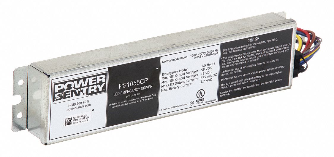 POWER SENTRY, 15 W Max. Bulb Watts, 120 to 277V AC, LED Emergency ...