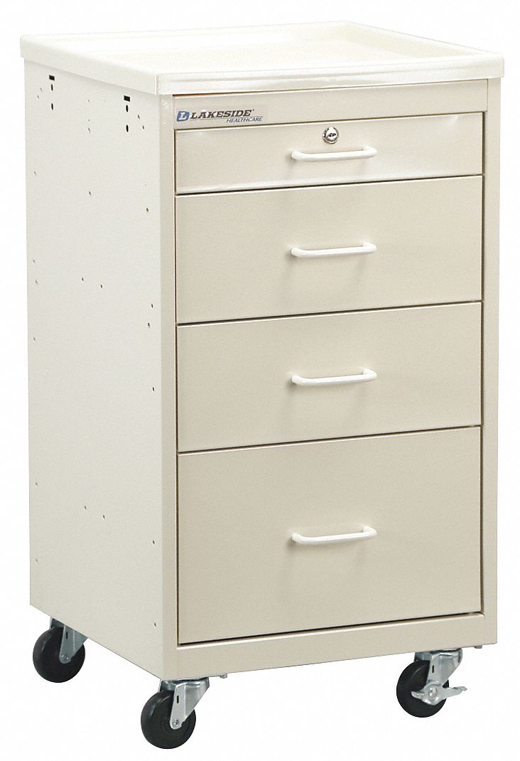 LAKESIDE Bedside & Nurse Server Cart, 140 lb. Load Capacity, Beige ...