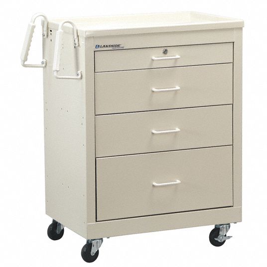 LAKESIDE Bedside & Nurse Server Cart: Steel, (2) Swivel/(2) Swivel with ...