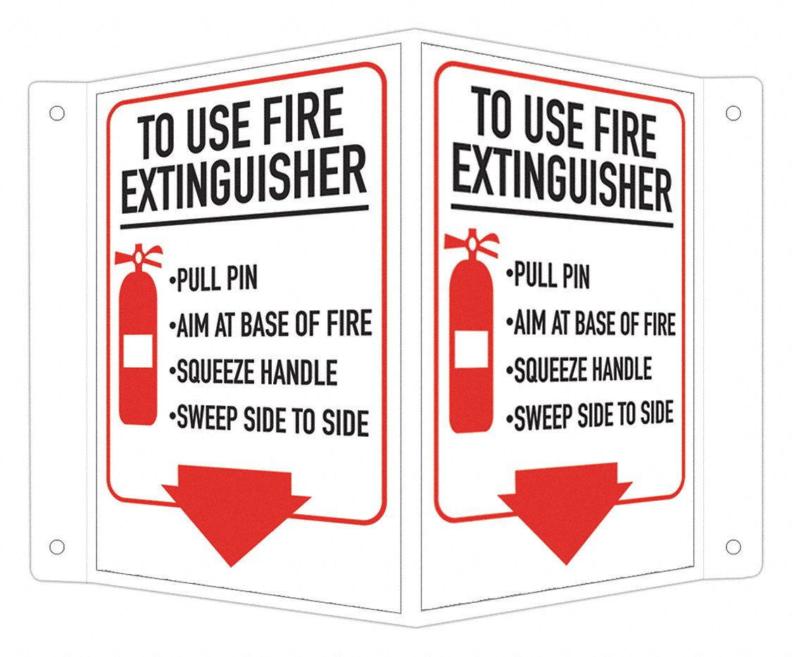 Aluminum, Mounting Holes Sign Mounting, Fire Extinguisher Sign - 460L81 ...