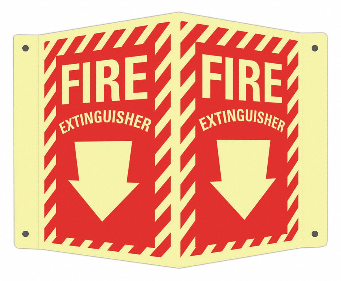 Aluminum, Mounting Holes Sign Mounting, Fire Extinguisher Sign - 460M17 ...