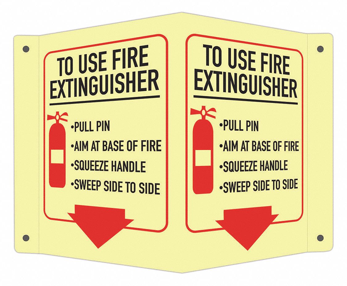 Aluminum, Mounting Holes Sign Mounting, Fire Extinguisher Sign - 460M20 ...