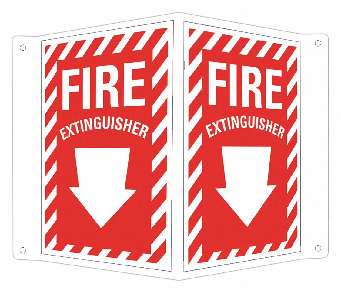 Aluminum, Mounting Holes Sign Mounting, Fire Extinguisher Sign - 460M39 ...