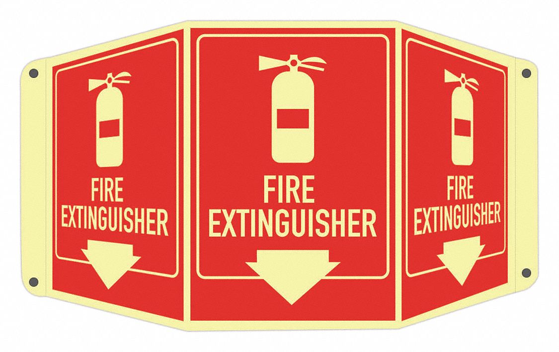 Aluminum, Mounting Holes Sign Mounting, Fire Extinguisher Sign - 460N82 ...