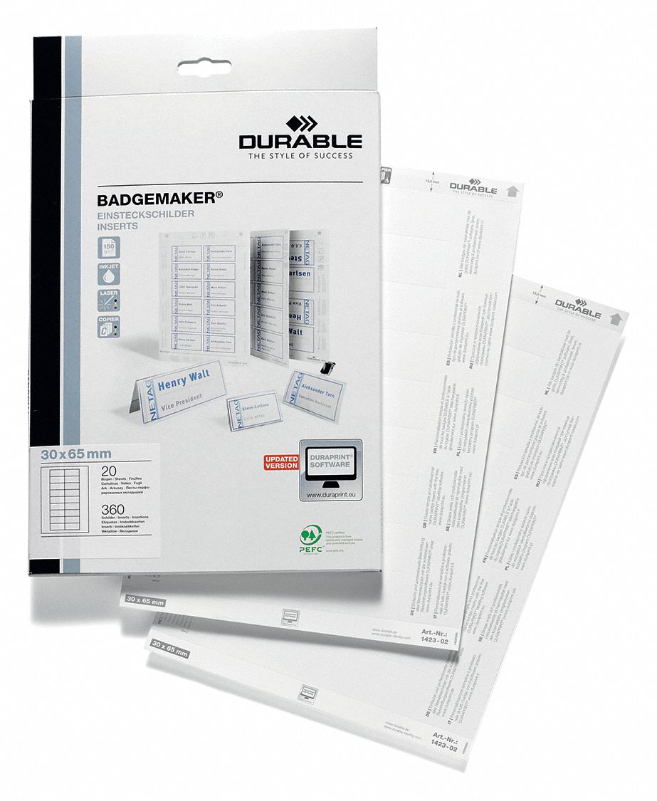 DURABLE, Name Badge, 1 3/16 in Ht, Name Badges - 461P14|142302 - Grainger