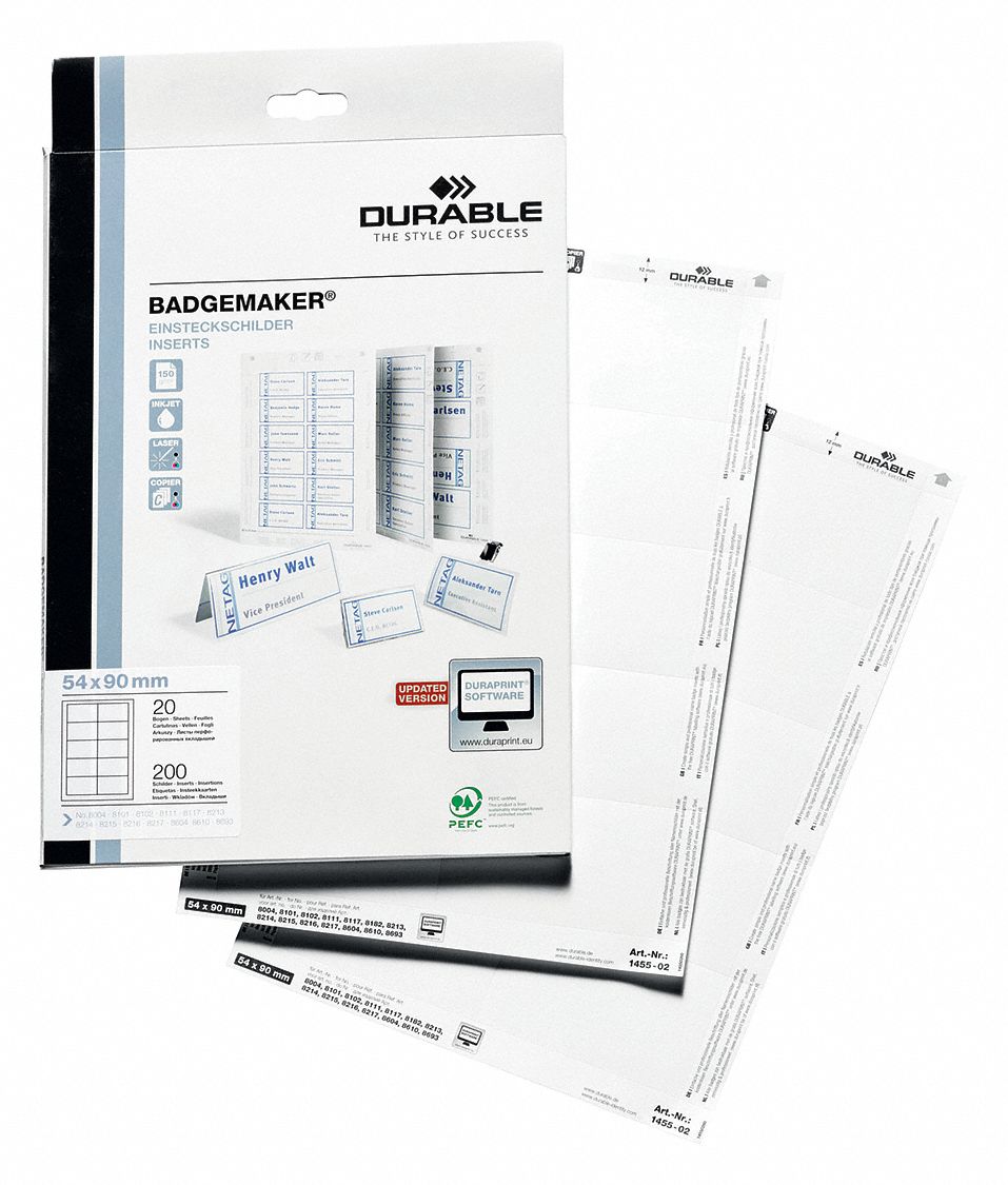 DURABLE, Name Badge, 1 3/16 in Ht, Name Badges - 461P18|145502 - Grainger