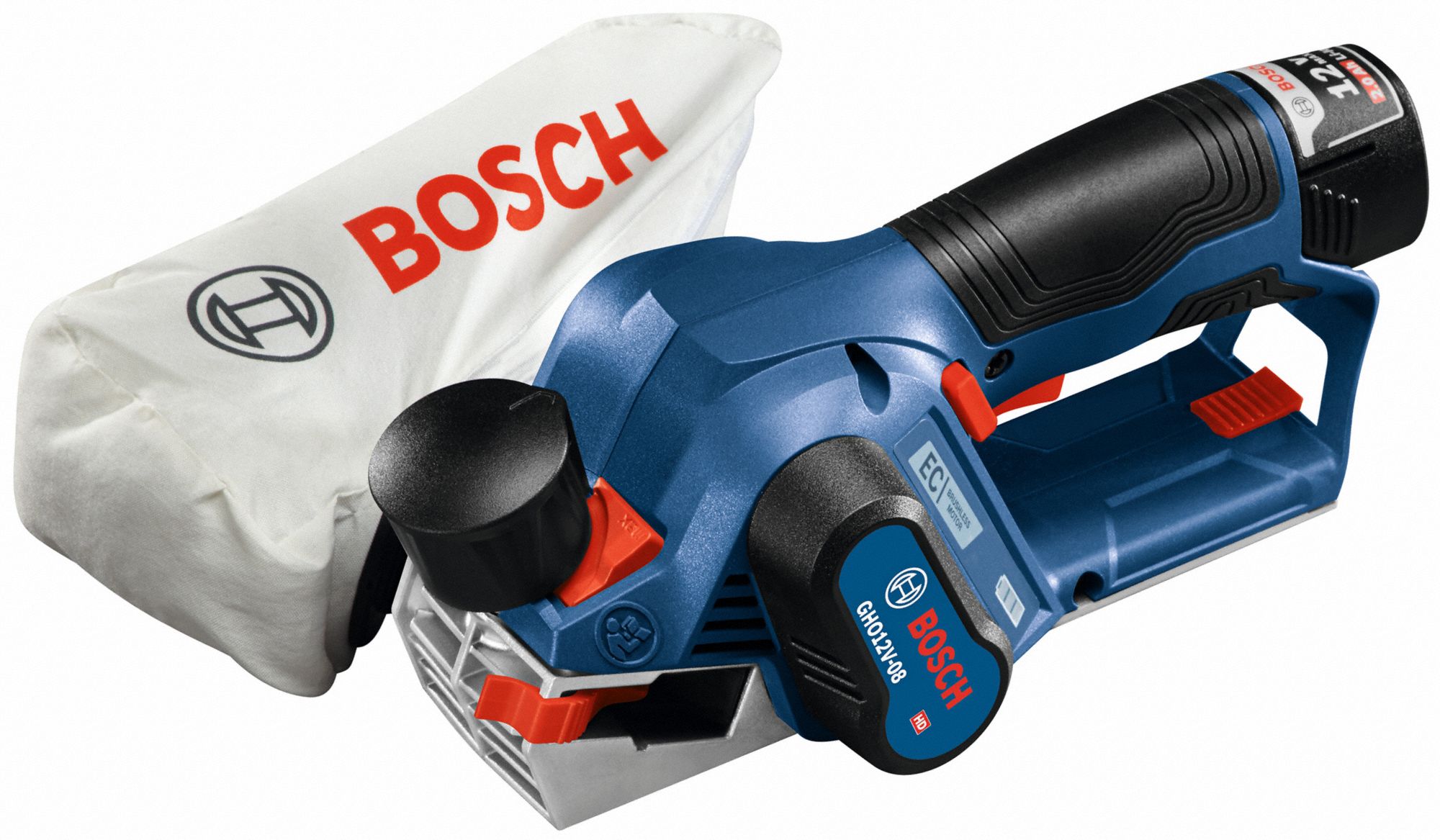 BOSCH Cordless Planer: 12V MAX, Bare Tool, 2 3/16 in Blade Wd, 1/16 in ...