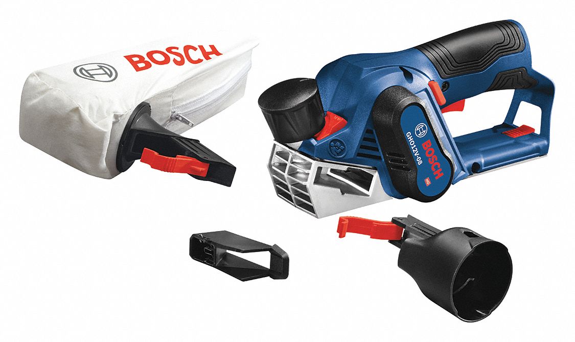 BOSCH Cordless Planer: 12V MAX, Bare Tool, 2 3/16 in Blade Wd, 1/16 in ...