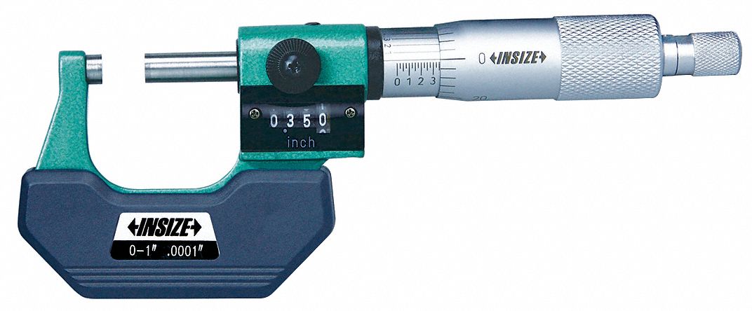 INSIZE, 0 in to 1 in, Inch, Digit Counter Outside Micrometer - 462V68 ...