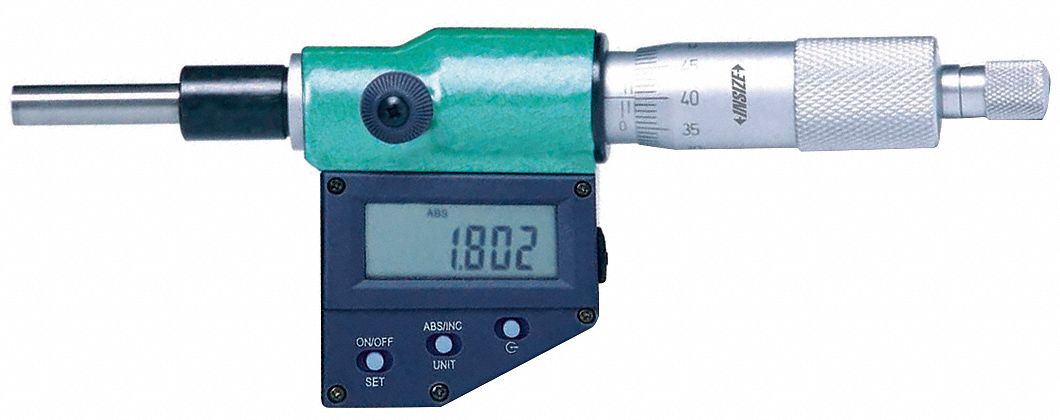 INSIZE, 0 in to 1 in /0 mm to 25 mm, Inch/Metric, Digital Micrometer ...