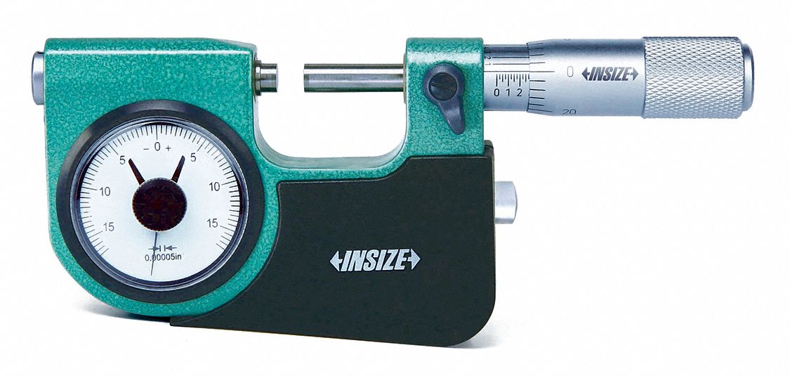 INSIZE, 0 in to 1 in, Inch, Dial Indicating Outside Micrometer - 462W20 ...