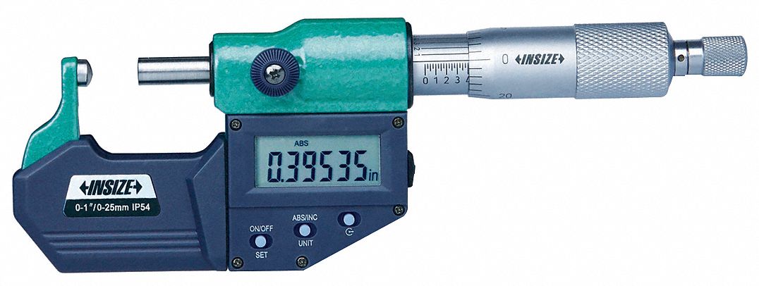 INSIZE, 1 in to 2 in /25 mm to 50 mm, Digital, Digital Tube Micrometer ...