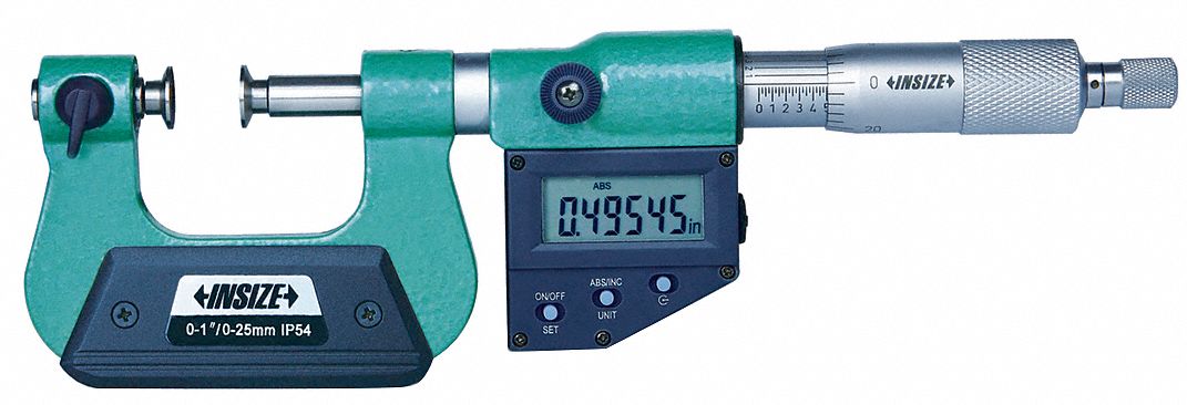 INSIZE, 0 in to 1 in /0 mm to 25 mm, Digital, Digital Universal ...