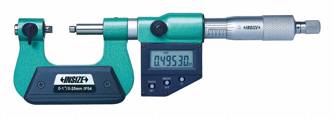 INSIZE, 2 in to 3 in /50 mm to 75 mm, Digital, Digital Screw Thread ...