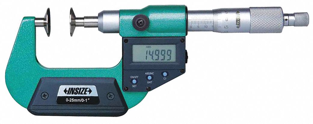 INSIZE, 1in to 2in /25 mm to 50 mm, Digital, Digital Non-Rotating Disc ...