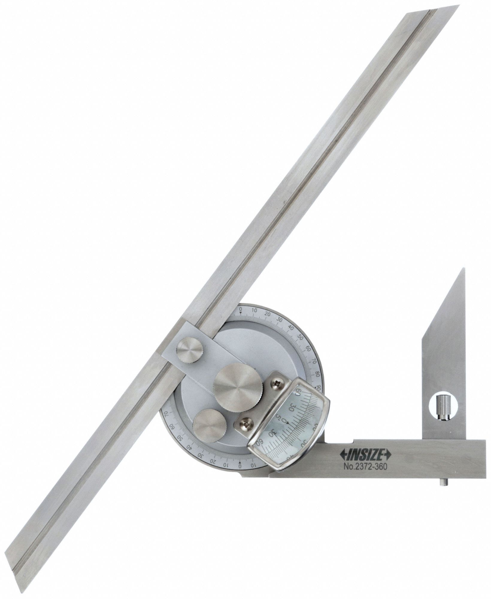 INSIZE, 12 in Blade Lg, 0°to 360°, Bevel Protractor - 462Y01|2372-360 ...