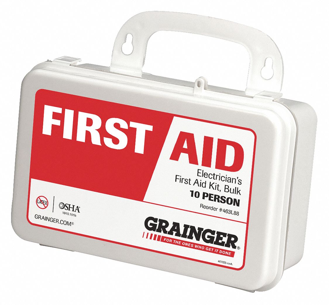 GRAINGER APPROVED First Aid Kit, Kit, Plastic, Industrial, 10 People ...