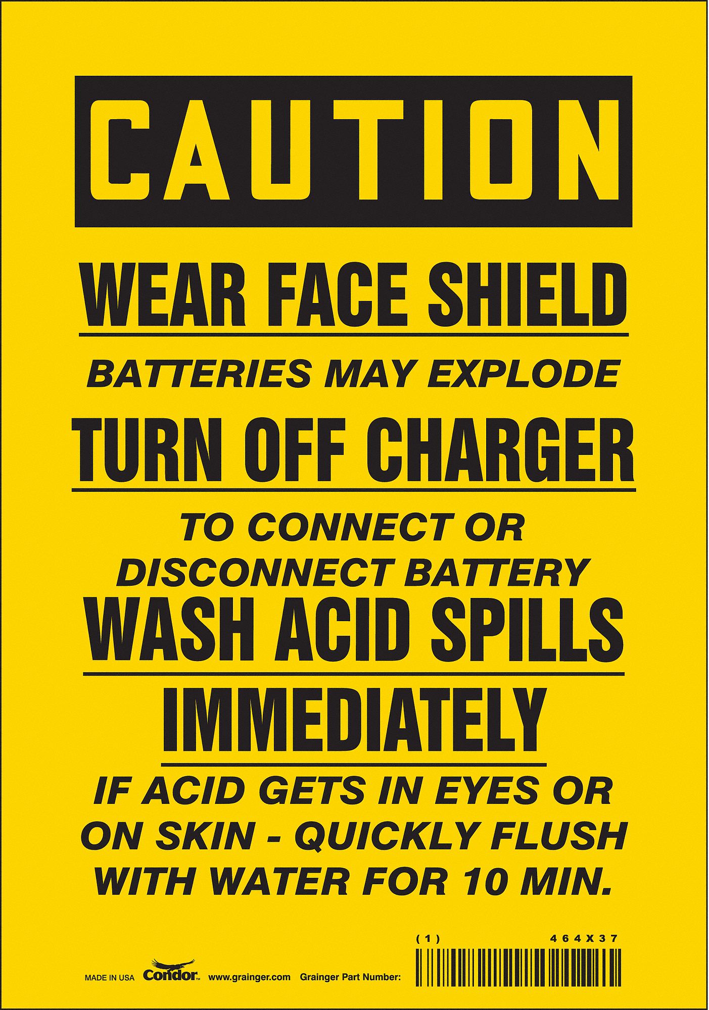 Vinyl, Adhesive Sign Mounting, Safety Sign - 464X37|464X37 - Grainger