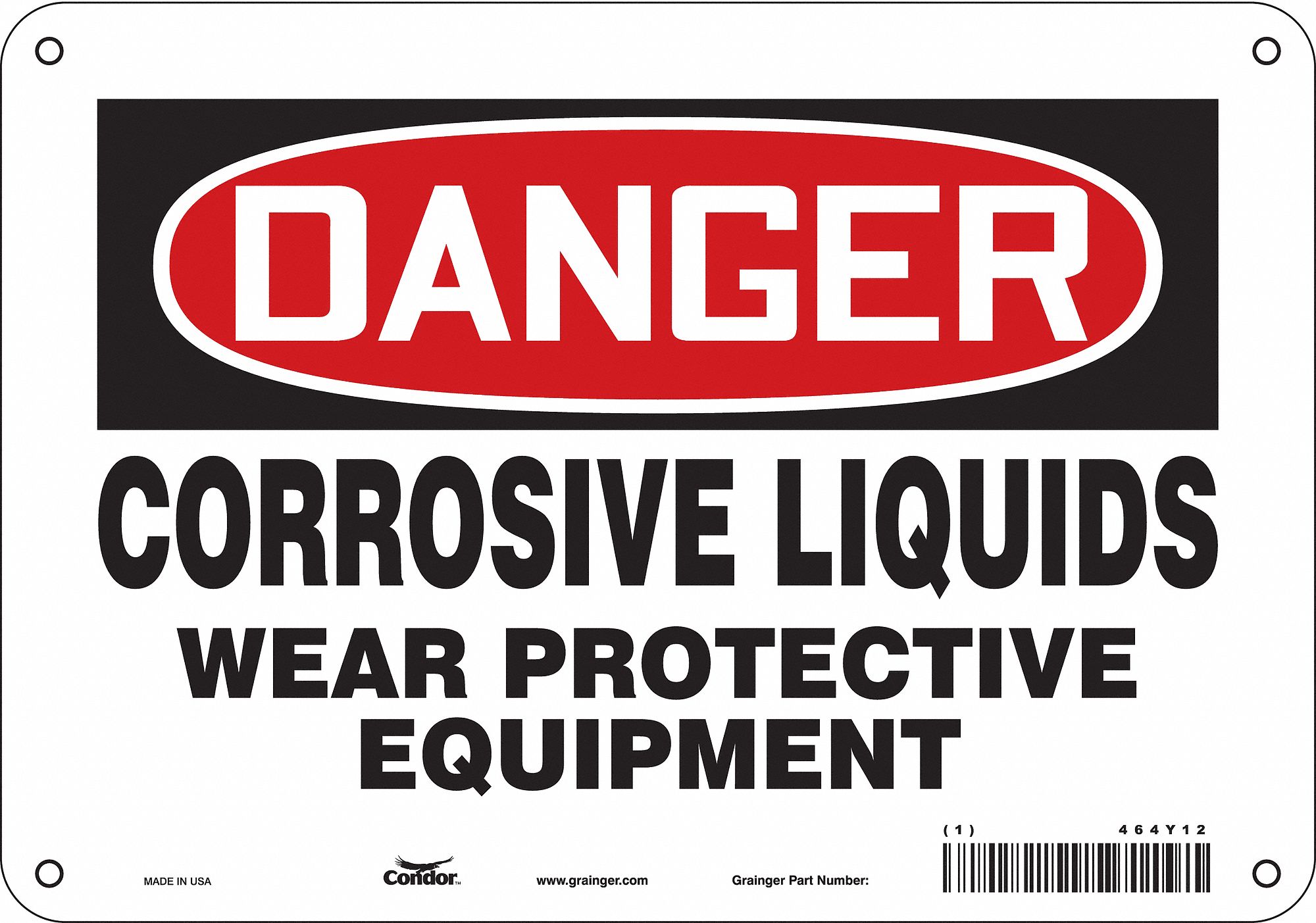 Polyethylene, Mounting Holes Sign Mounting, Safety Sign - 464Y12|464Y12 ...