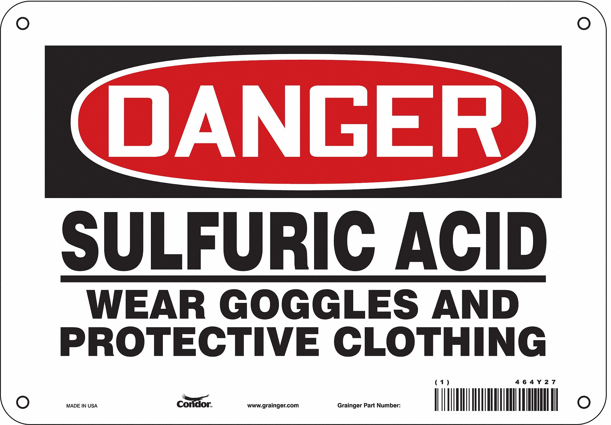 Polyethylene, Mounting Holes Sign Mounting, Safety Sign - 464Y27|464Y27 ...